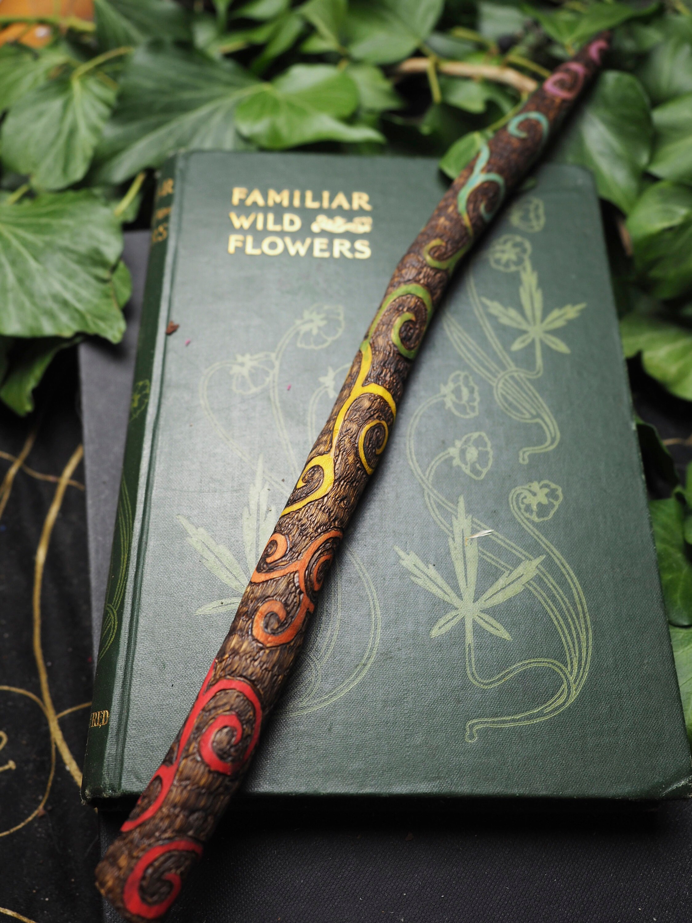 Linden Wood Rainbow Spiral Wand For Freya Goddess Norse | Etsy