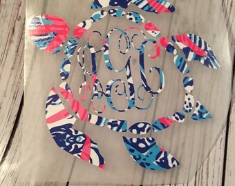 Car Decal / sea turtle Monogram Decals / Yeti Decals / Decals | Etsy
