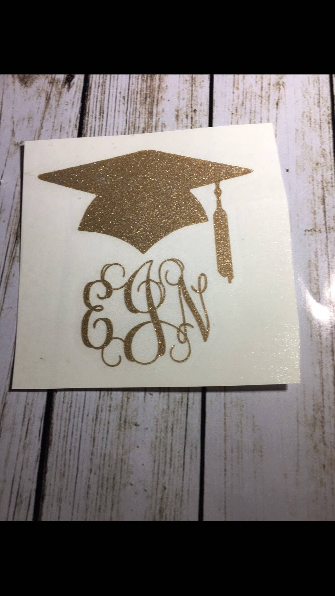 Graduation Cap Monogram Decal / Glitter Monograms / Stickers / Adhesive ...