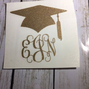 Graduation Cap Monogram Decal / Glitter Monograms / Stickers / Adhesive ...