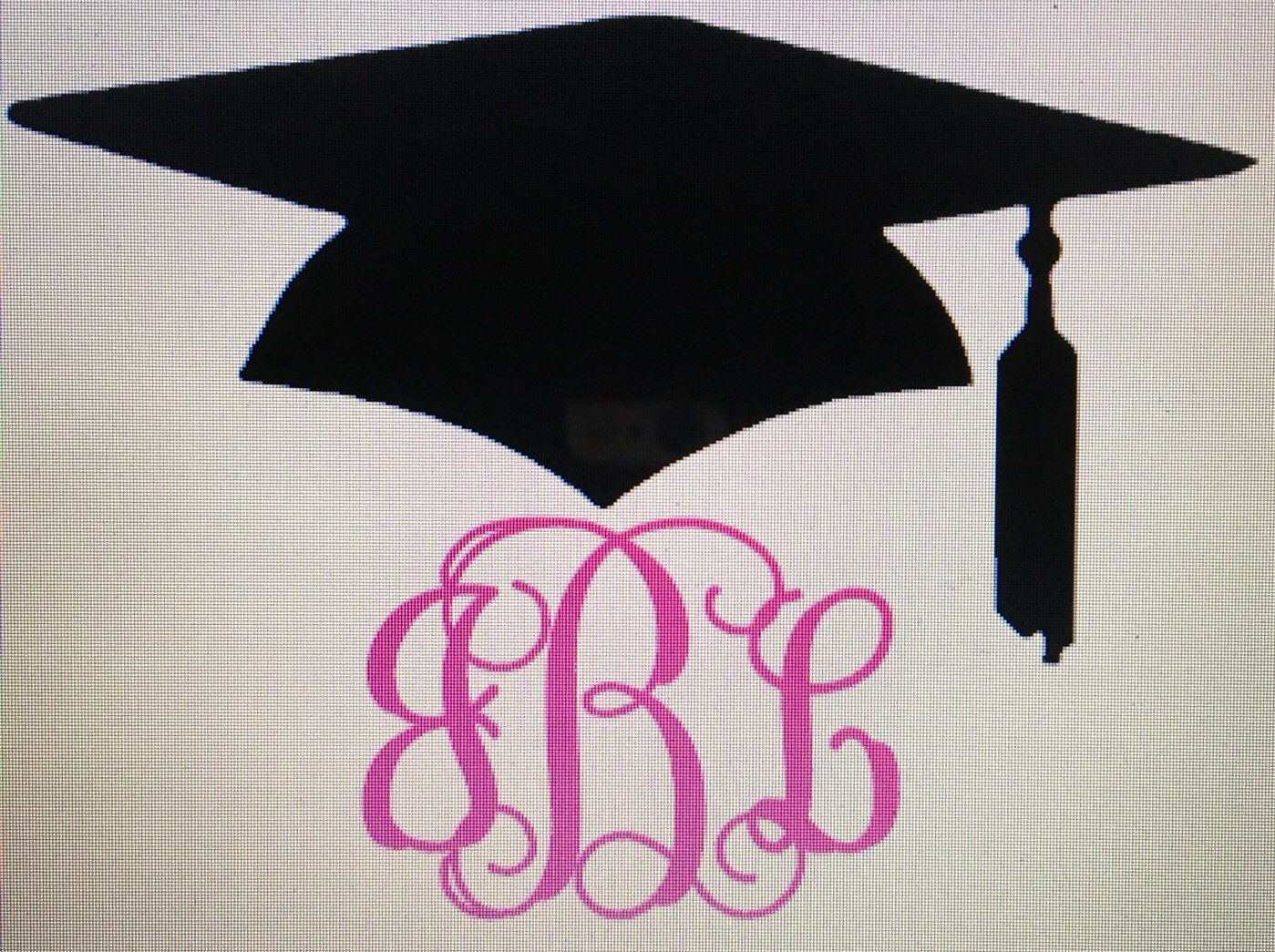 Graduation Cap Monogram Decal / Glitter Monograms / Stickers / - Etsy