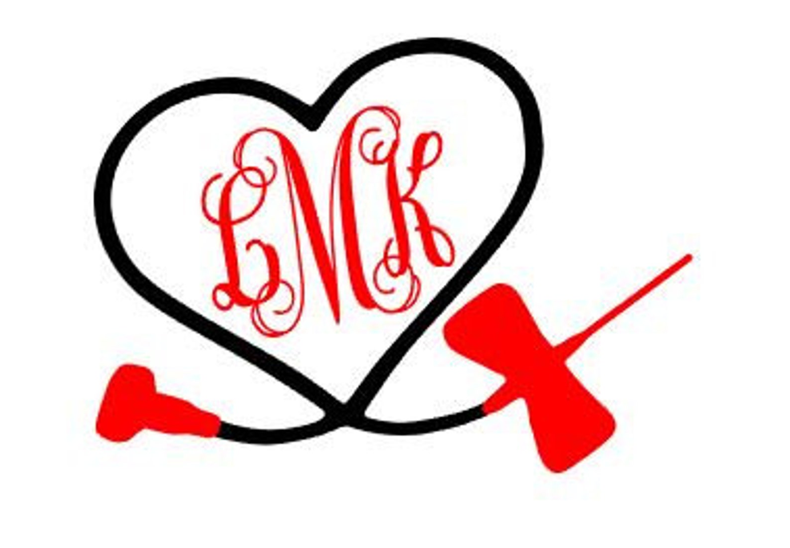 Monogram Phlebotomy Decal / Stethoscope Heart Monogram / - Etsy