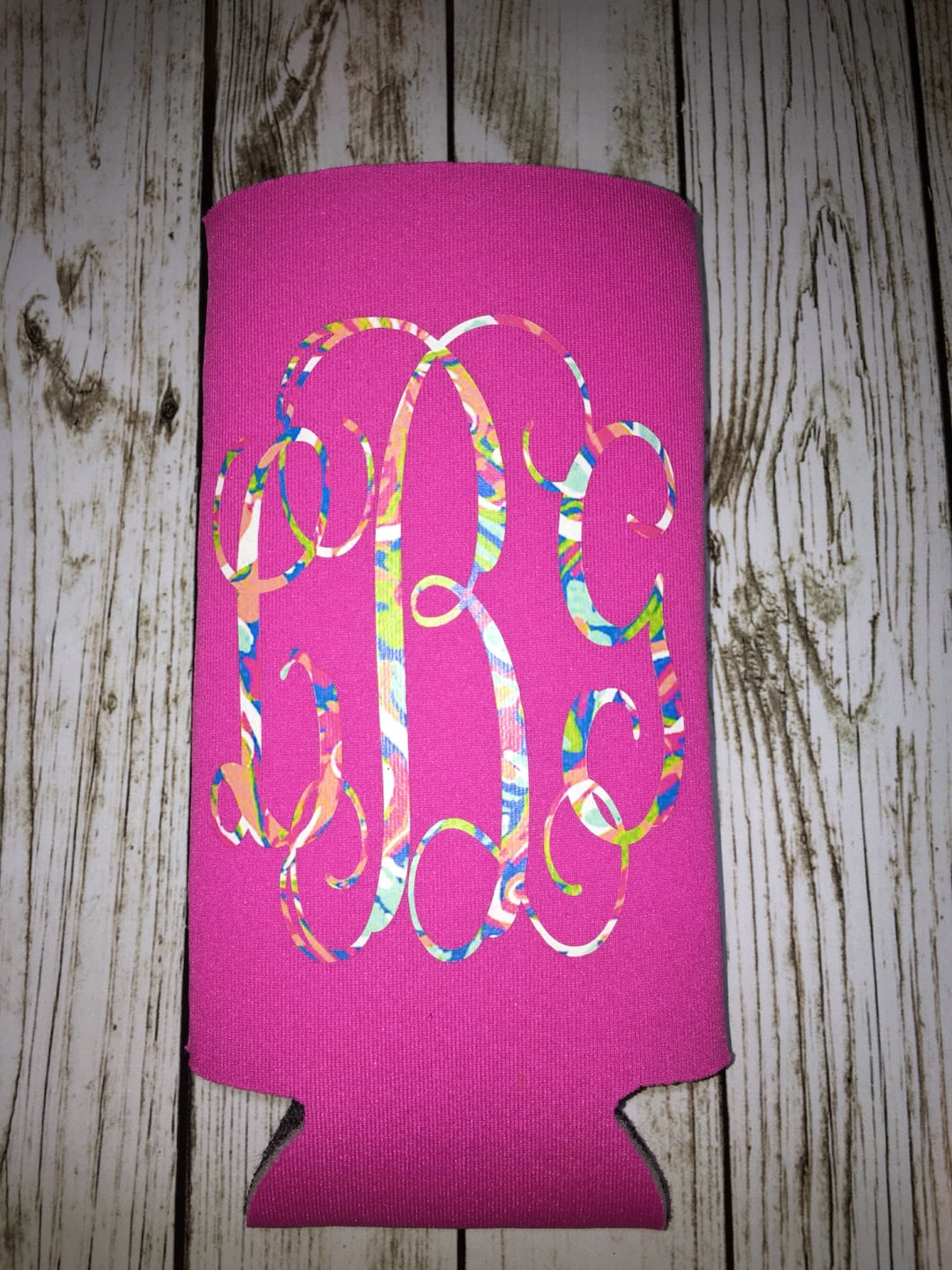 Slim Can Lily Inspired Monogrammed Can Cooler / Can Holder / - Etsy