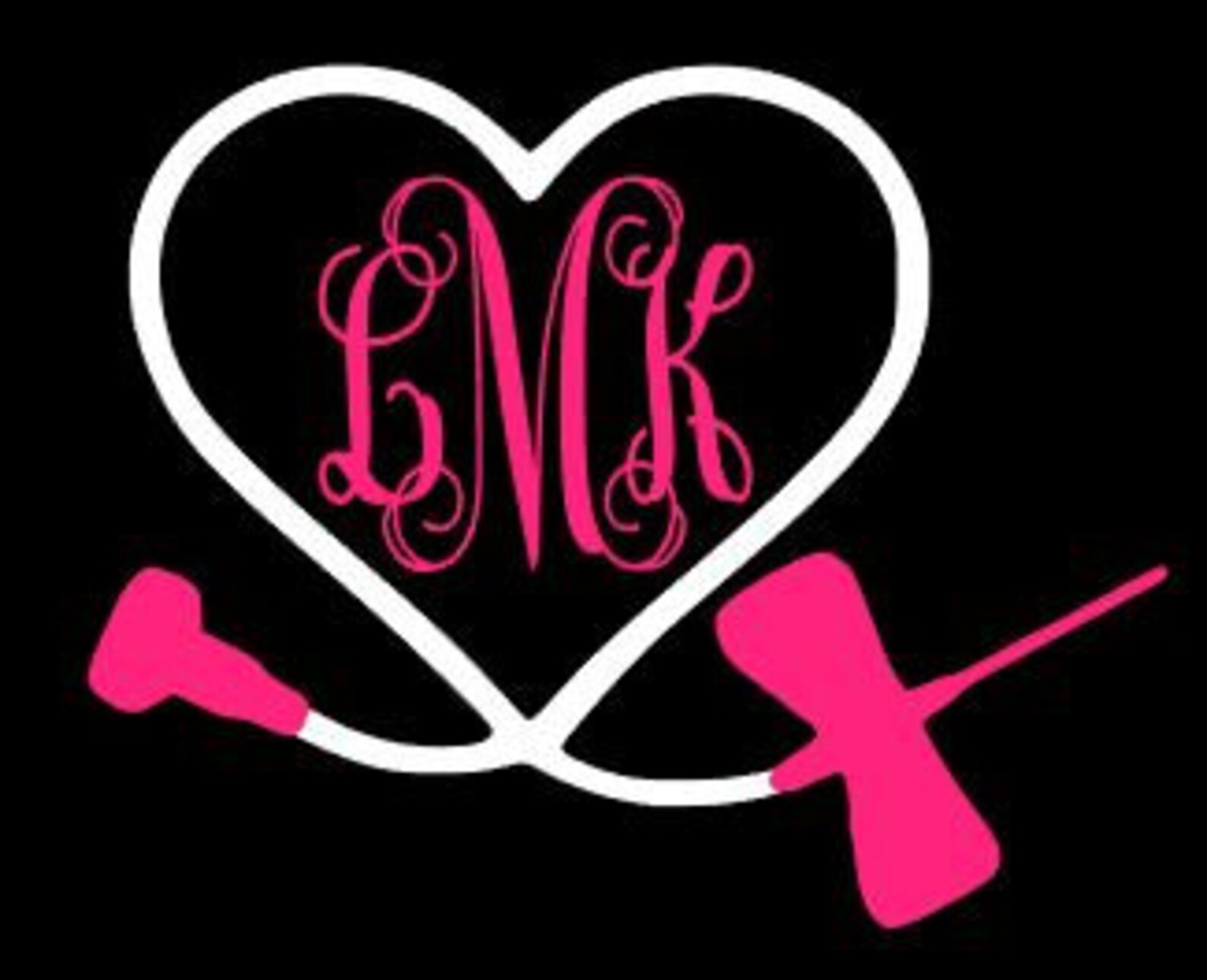 Monogram Phlebotomy Decal / Stethoscope Heart Monogram / - Etsy