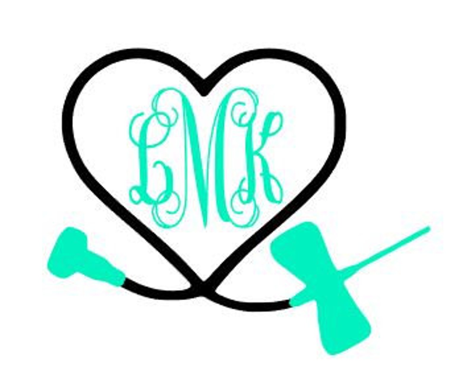 Monogram Phlebotomy Decal / Stethoscope Heart Monogram / - Etsy
