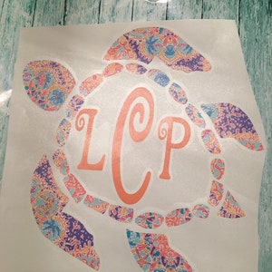 Car Decal / Sea Turtle Monogram Decals / Yeti Decals / Decals / Sticky ...