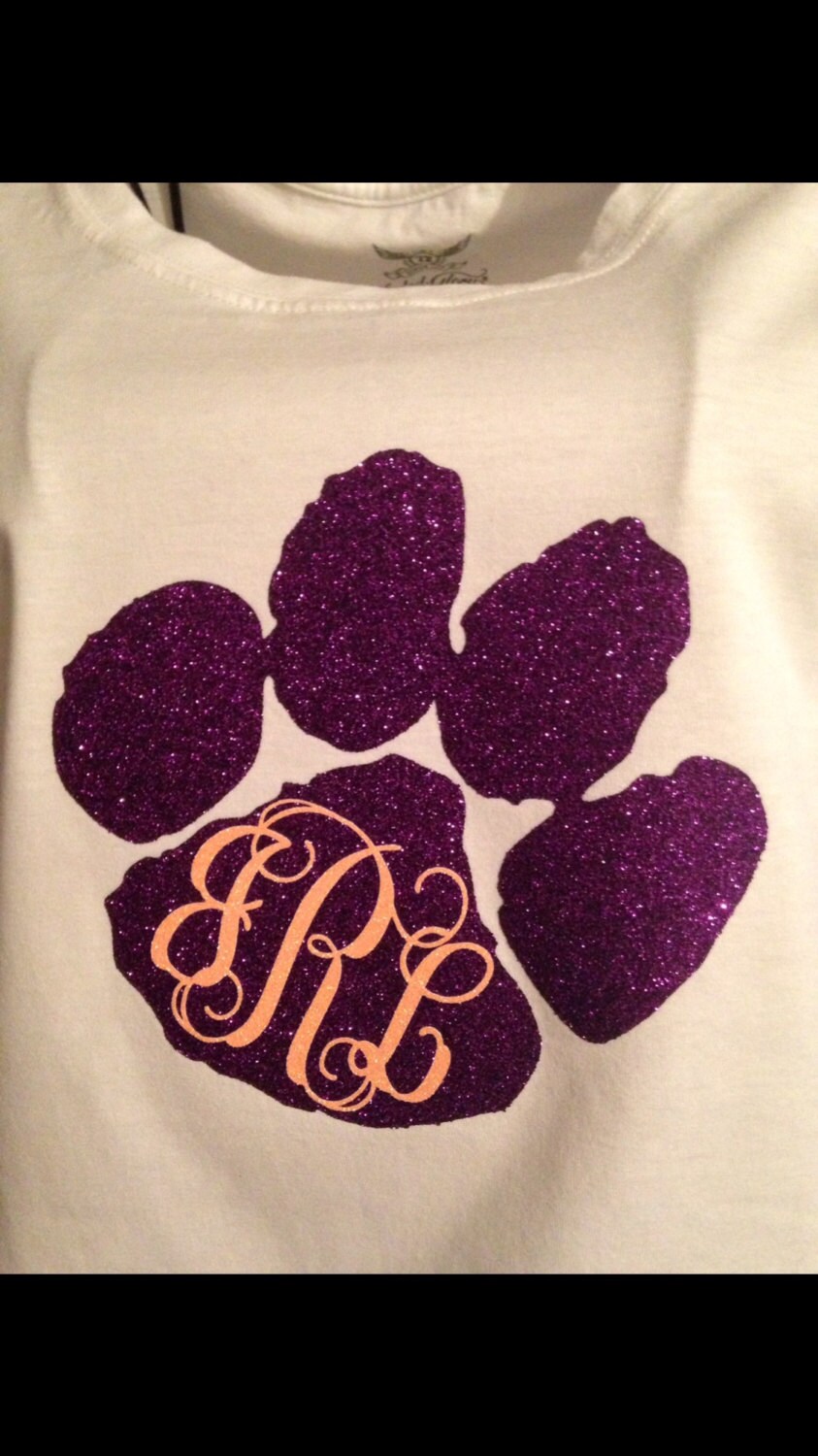 Iron on Monogram Paw Print / Glitter Monogram / Paw Print - Etsy