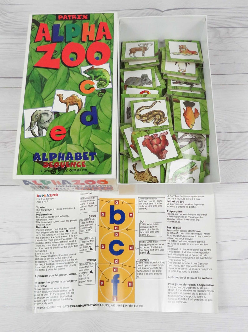 Vintage 1999 Board Game Alpha Zoo Alphabet Sequence / Patrix ...