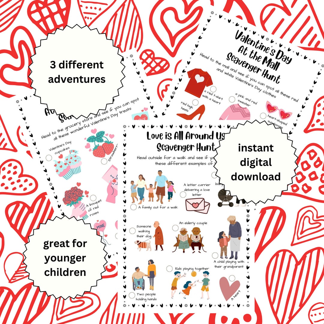 Valentine's Day Scavenger Hunts for Kids Printable Outdoor/indoor - Etsy