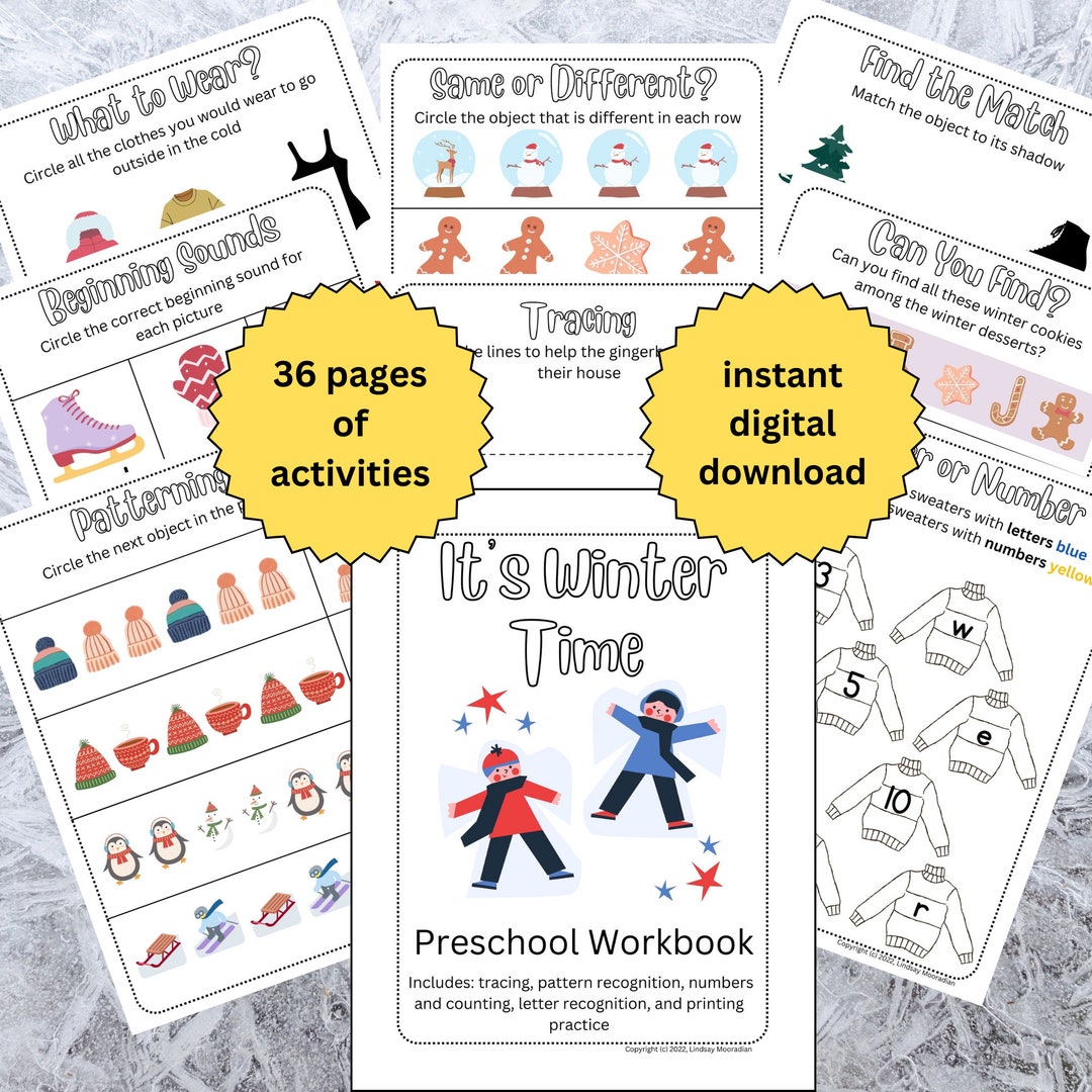 Winter Preschool Worksheets/ Activity Bundle printable - Etsy