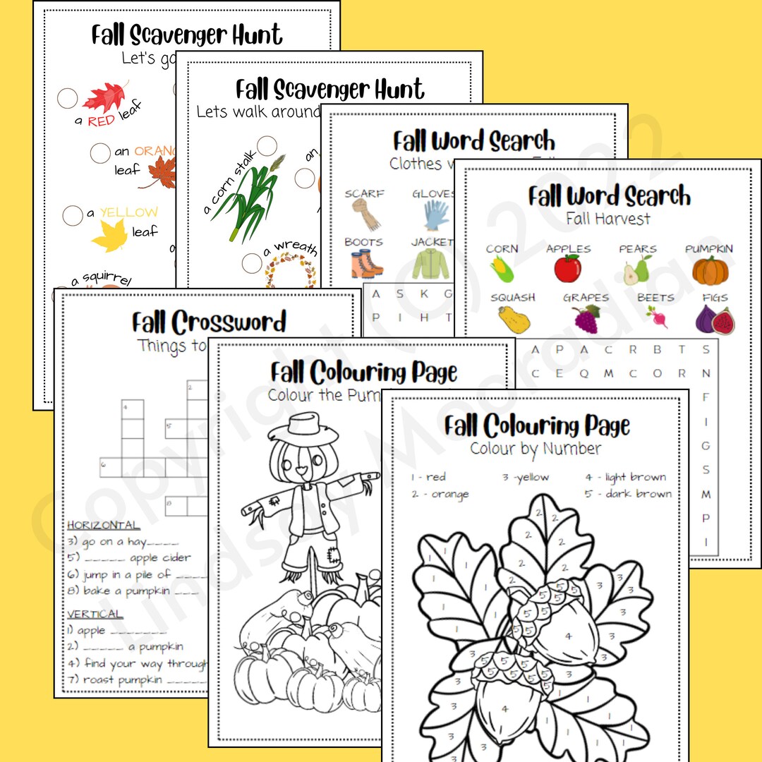 Kids Fall Activity Printable Bundle - Etsy