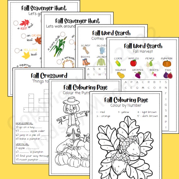 Kids Fall Activity Printable Bundle - Etsy