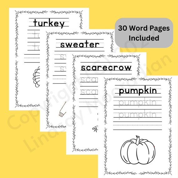 Printing Practice With Colouring Pages Printable Fall Theme - Etsy