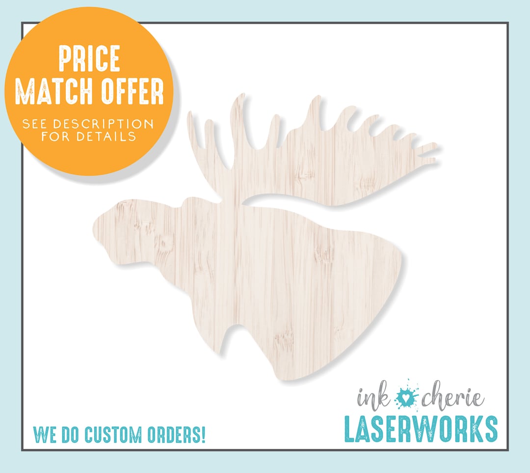 Wooden Moose Cutout, Moose Head Shape, Wood Moose Shape Cutout, DIY ...