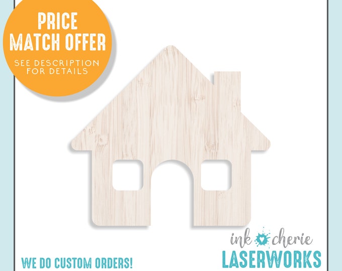 Wooden House Shape Cut Outs, Plain Shape for Scrapbooking, DIY Crafting ...