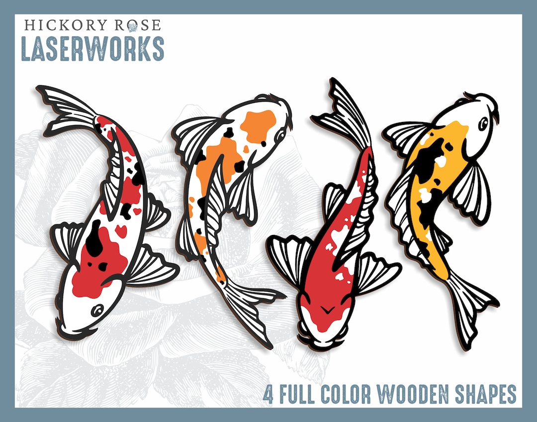 FULL COLOR Wooden Cutouts, Laser Cut Wood Koi Fish, Wood Koi Fish ...