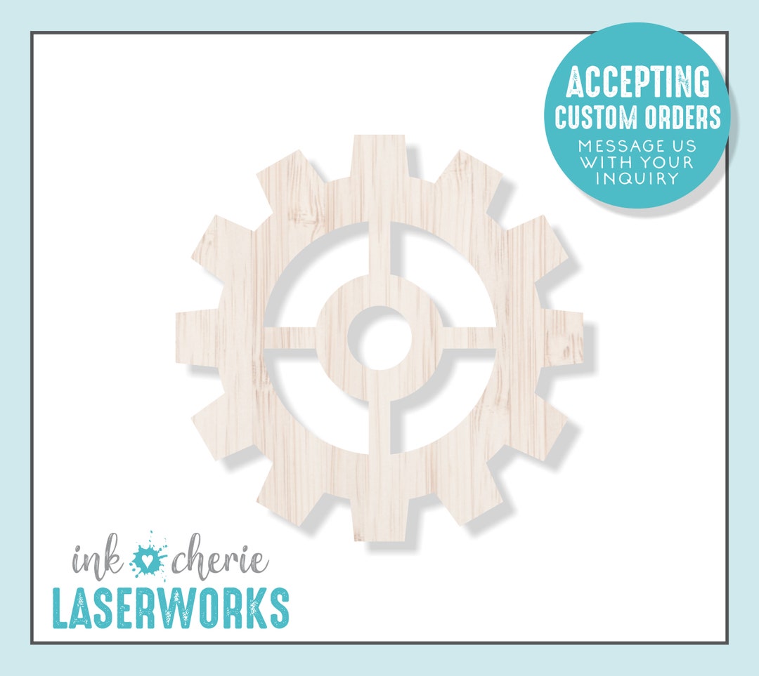 Wood Gear Cutout, Wooden Craft Supplies, Wood Crafting Shapes, Laser ...