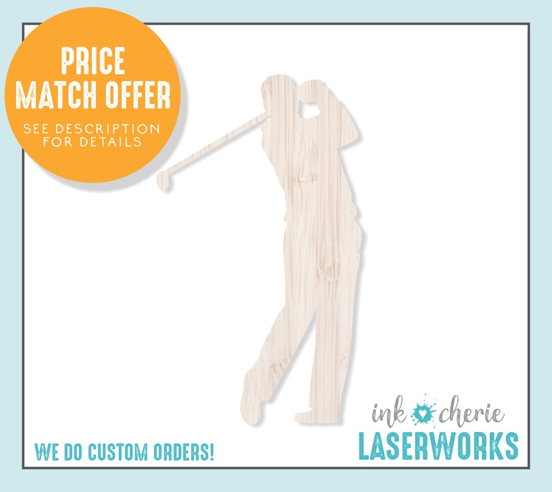 Golf Player Cutout, Golf Wall Art Decor, Wood Laser Cut Shapes, Golfer ...