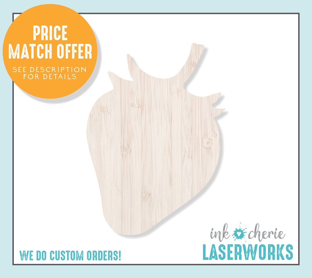 Strawberry Shape Cutout, Wood Fruit Crafting Shape, Blank Shape ...