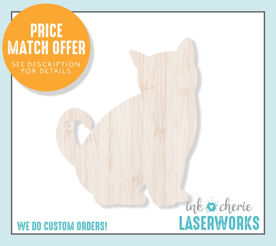 Kitten Cutout Shape, Wooden Kitten Cutout, Wood Cat Shape, DIY Animal ...