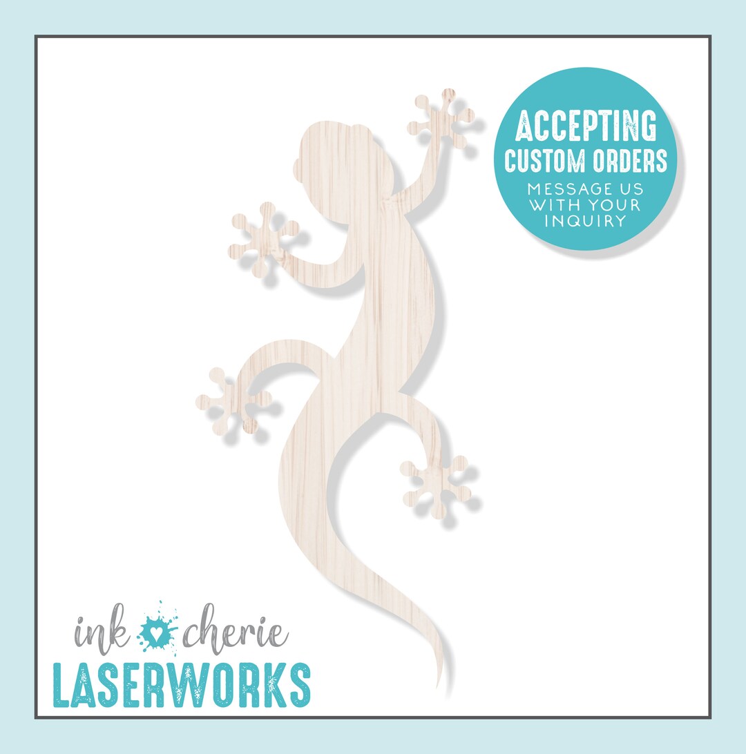 Wood Gecko Cutout, Wooden Craft Supplies, Wood Crafting Shapes, Laser ...