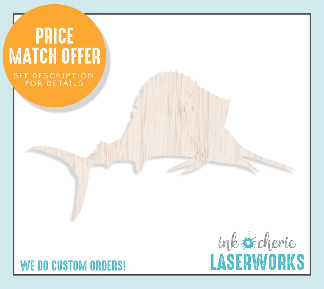 Sailfish Cutout, Wooden Sailfish Shape, Fish Wall Hanging, Blank Wood ...