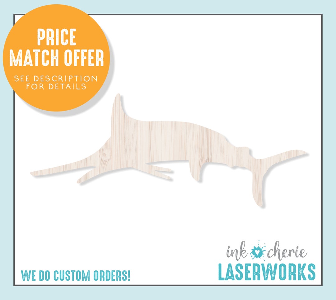 Wood Marlin Cutout, Wooden Marlin Fish, DIY Wood Craft Shapes, Laser ...