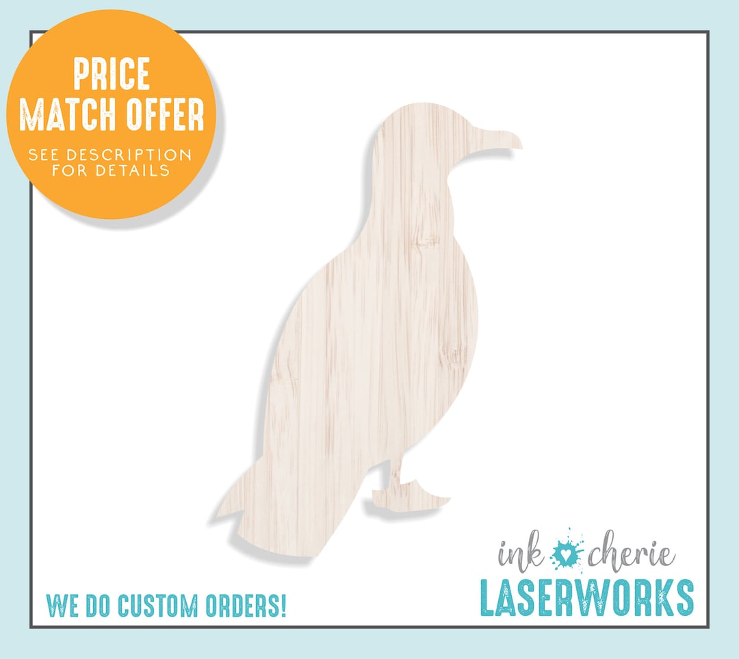 Seagull Cutout Shape, Wooden Seagull Cutout, Sea Bird Shape Cutout, DIY ...
