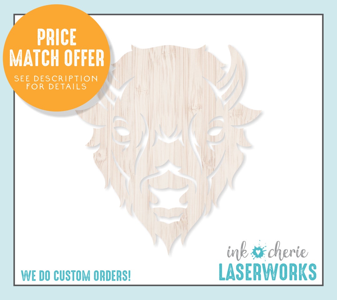 Buffalo Face Cutout Shape, Tribal Buffalo Cutout, Wooden Bison Cutout ...