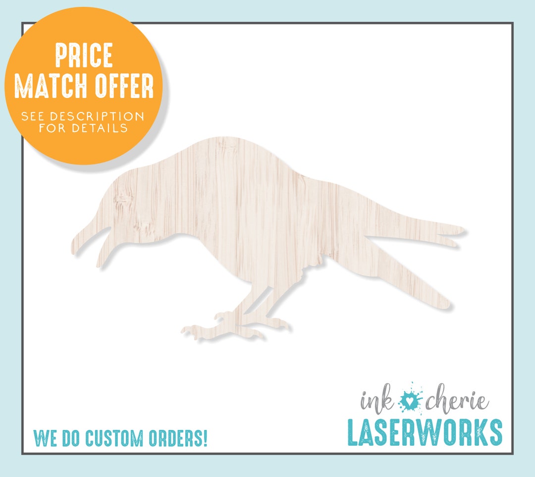 Raven Wood Cutout, Wooden Raven Shape. DIY Craft Cutouts, Laser Cut ...
