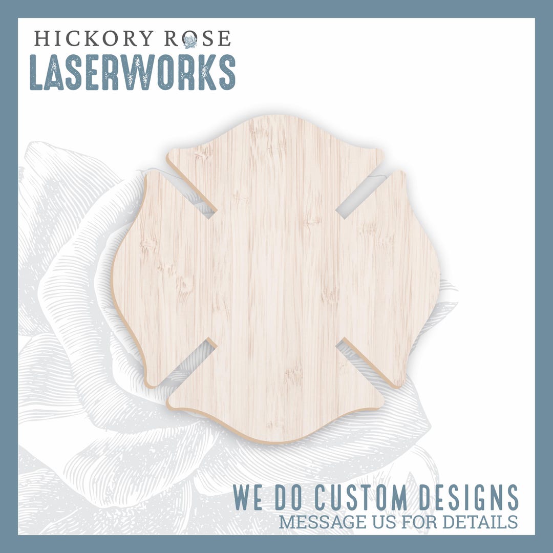 Wooden Fire Badge Cutout, Wood Badge Cutout Shape, Laser Cut Fireman ...