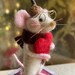 Needle Felted Small Gray Mouse With Acorn Cap and Wool Scarf, Dollhouse ...