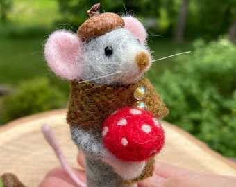 Felted Wool Small Mouse With Stuffie and Slippers, Woodland Animal Gift ...