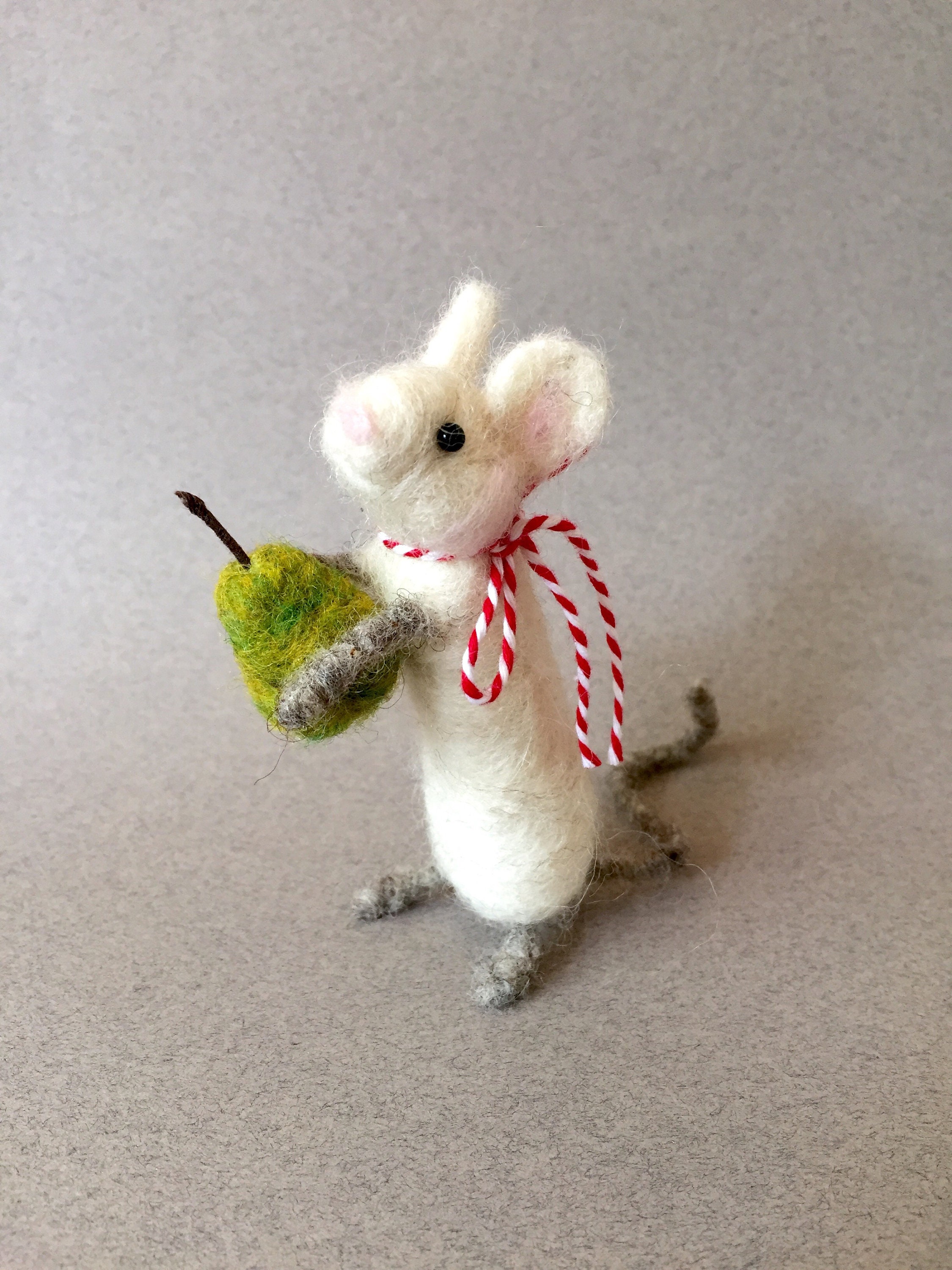 Needle Felted White Wool Mouse With a Bakers Twine Bow and - Etsy