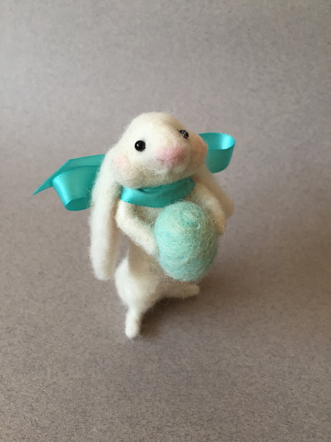 Felted Lop-eared Easter Bunny Rabbit With Aqua Egg Needle - Etsy