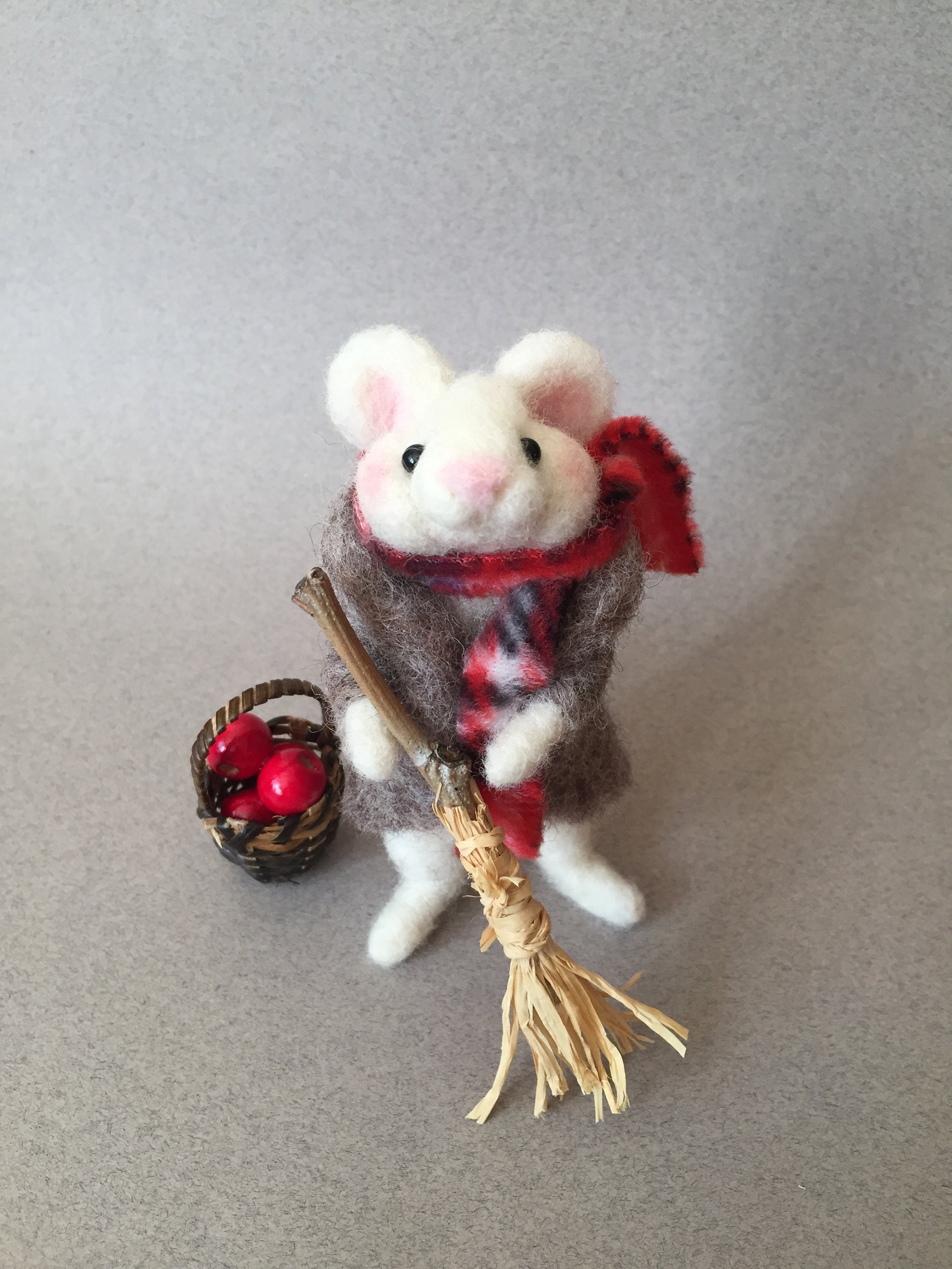 Needle Felted Wool Mouse With Sweater Christmas Mouse Winter - Etsy