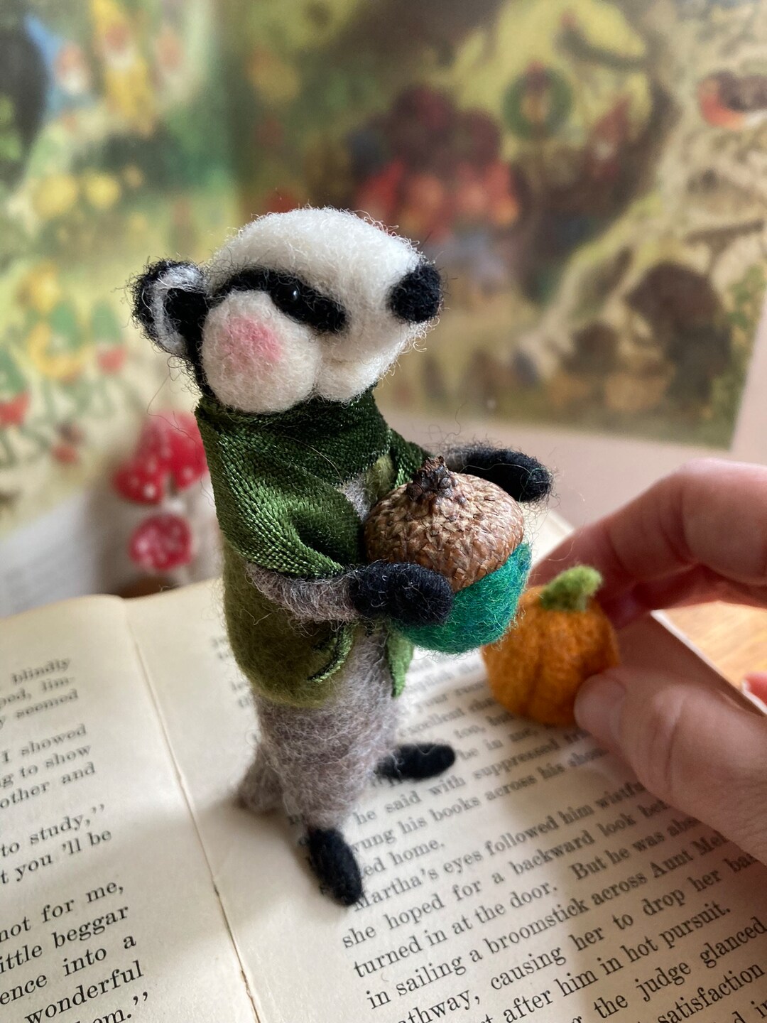 Needle Felted Badger, Handmade Wool Animals, Storybook Fairytale ...