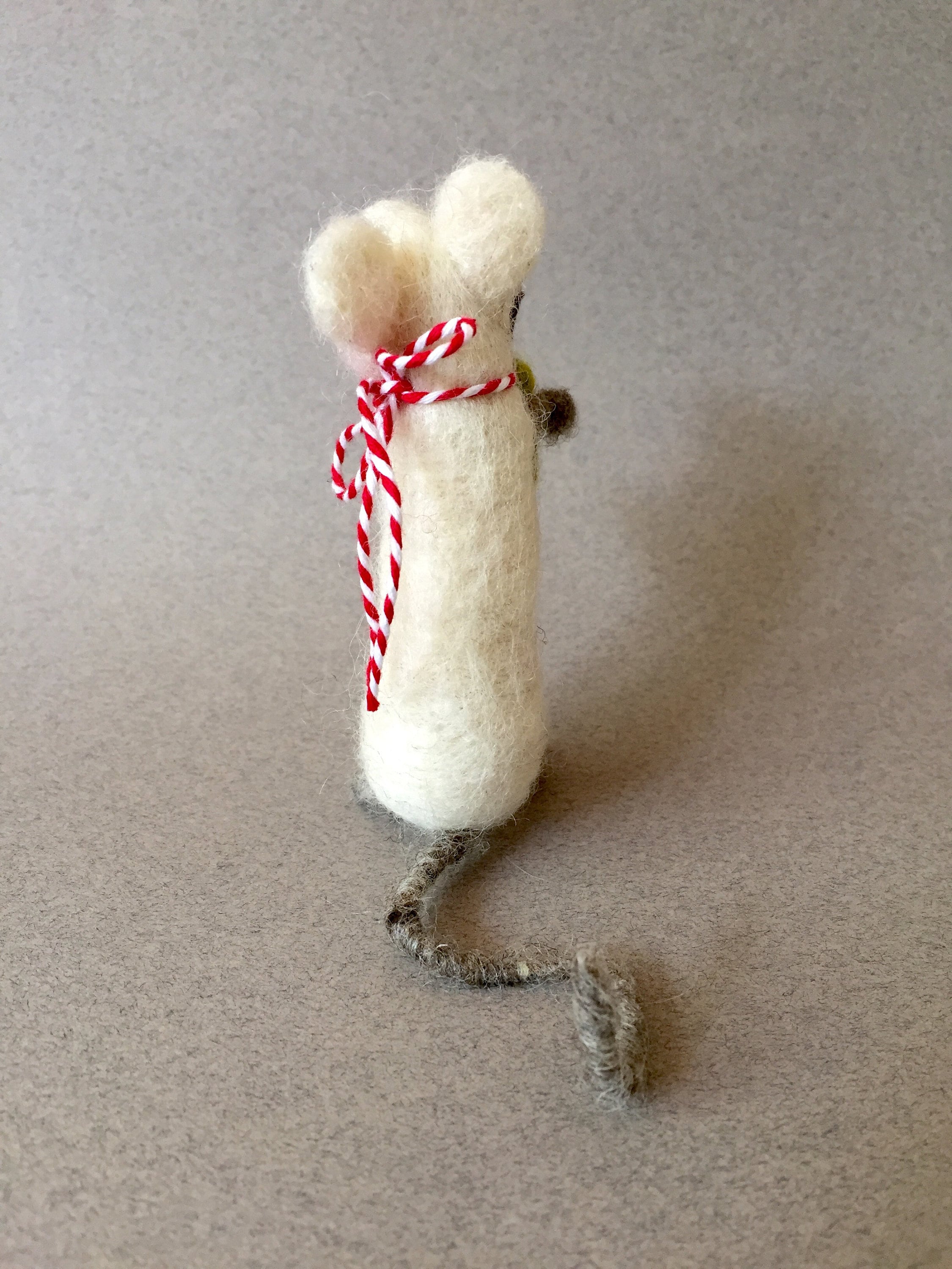 Needle Felted White Wool Mouse With a Bakers Twine Bow and - Etsy
