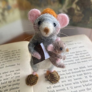 Felted Wool Small Mouse With Stuffie and Slippers, Woodland Animal Gift ...