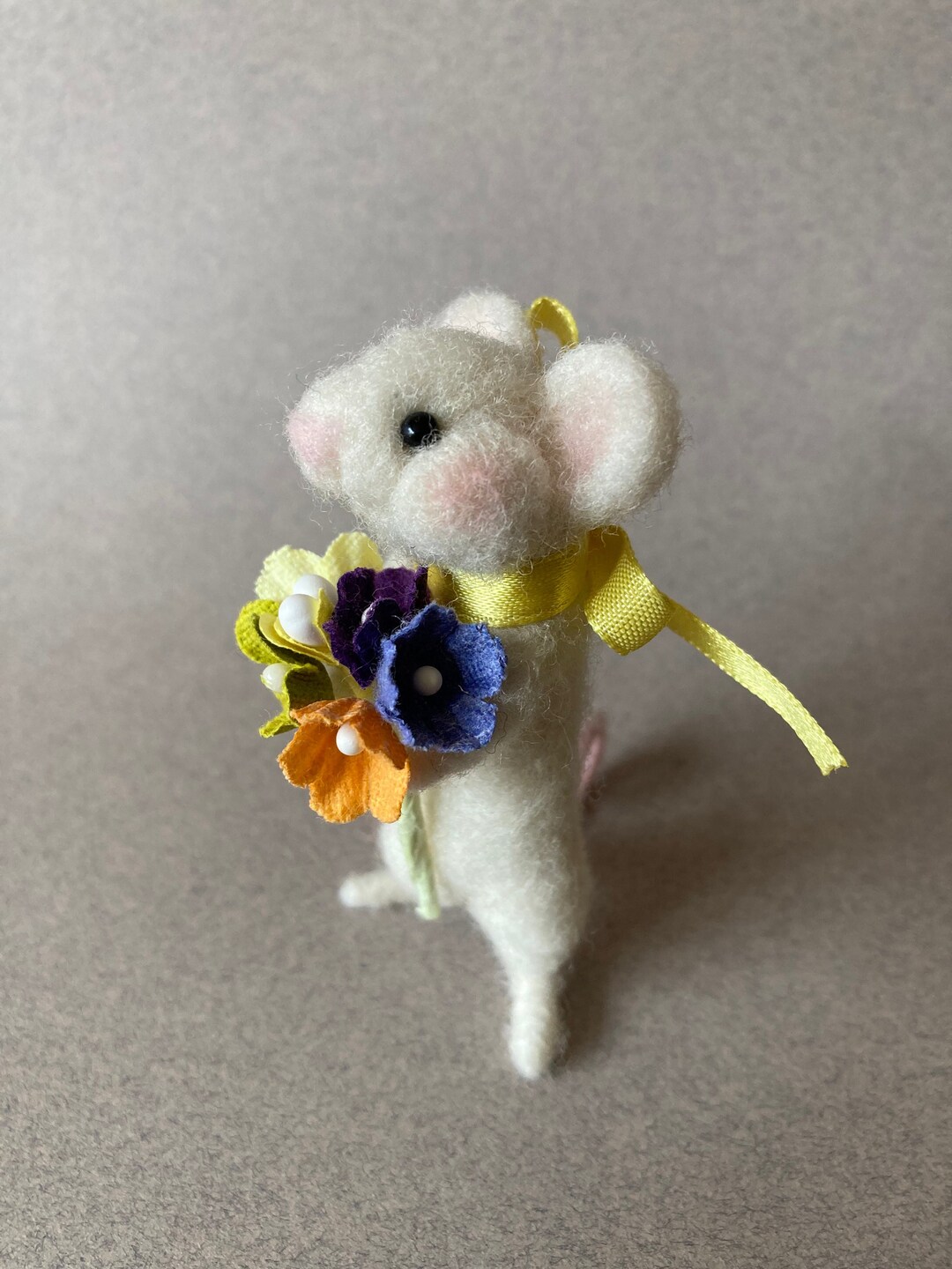 Needle Felted Wool Small White Mouse, Felt Animal, Daughter, Gift for ...