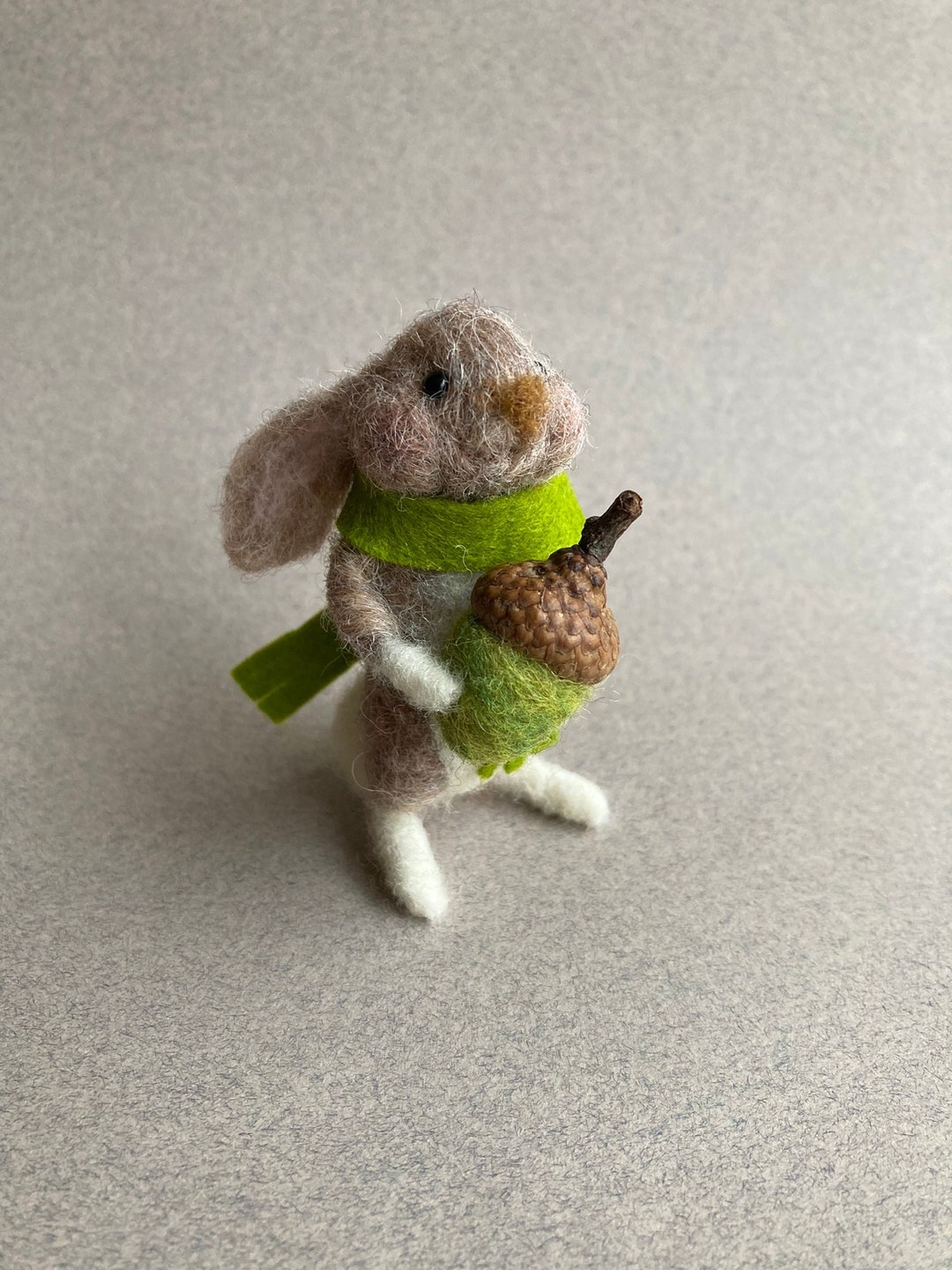 Needle Felted Small Bunny Rabbit, Dollhouse Miniature Animals, Woodland ...
