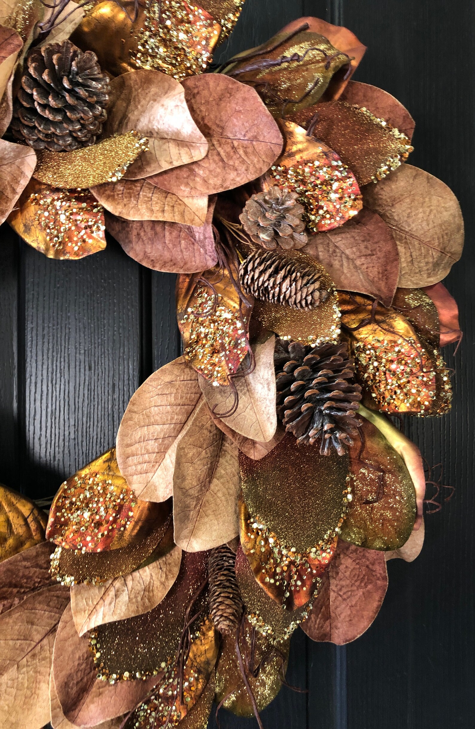 Fall Magnolia Wreath With Metallic Magnolia Leaves Wreath for - Etsy