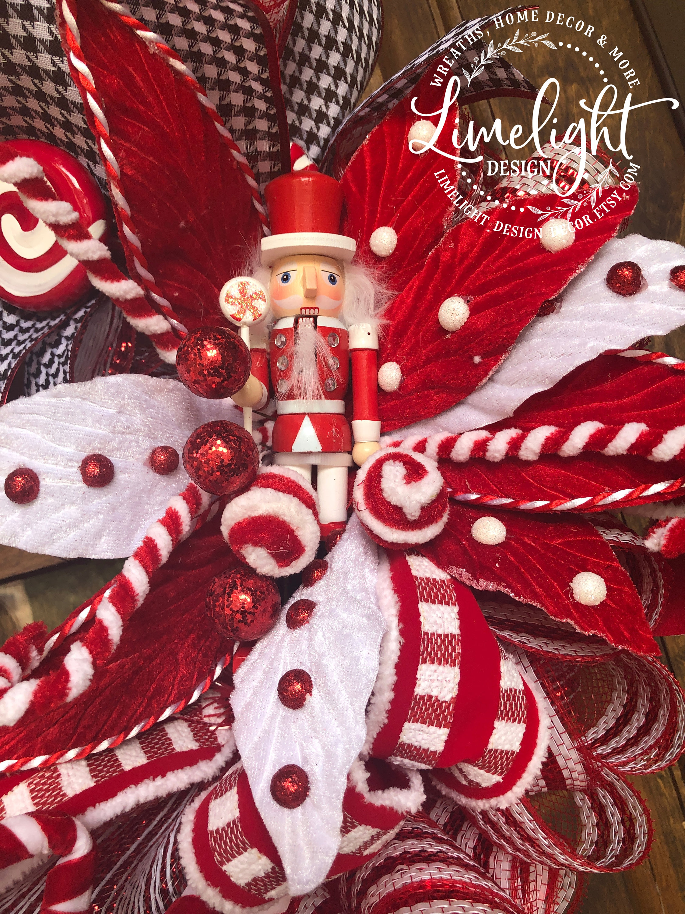 Whimsical Christmas Wreath With Nutcrackers Candy Canes - Etsy