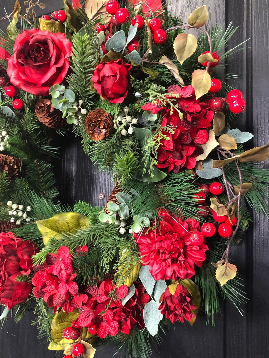 Large Christmas Wreath Floral Christmas Wreath Christmas - Etsy