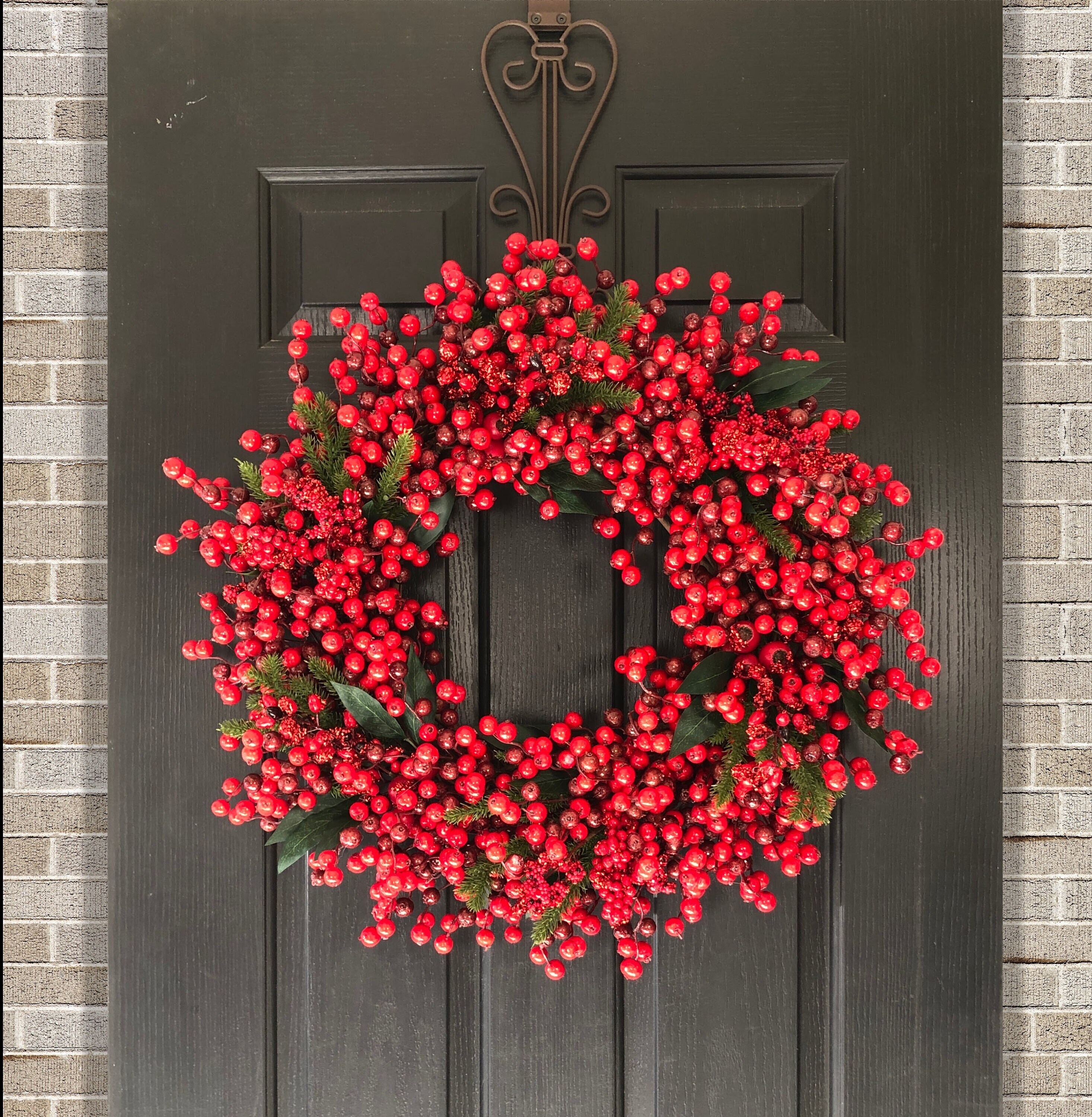 Red Berry Wreath for Front Door, Large Berry Wreath, Red Berry Wreath ...