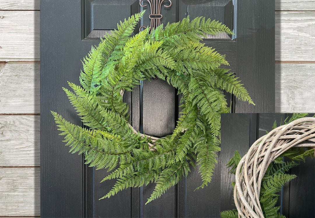 Fern Wreath on Wicker Base, Year Round Wreath, Summer Wreath, Large ...