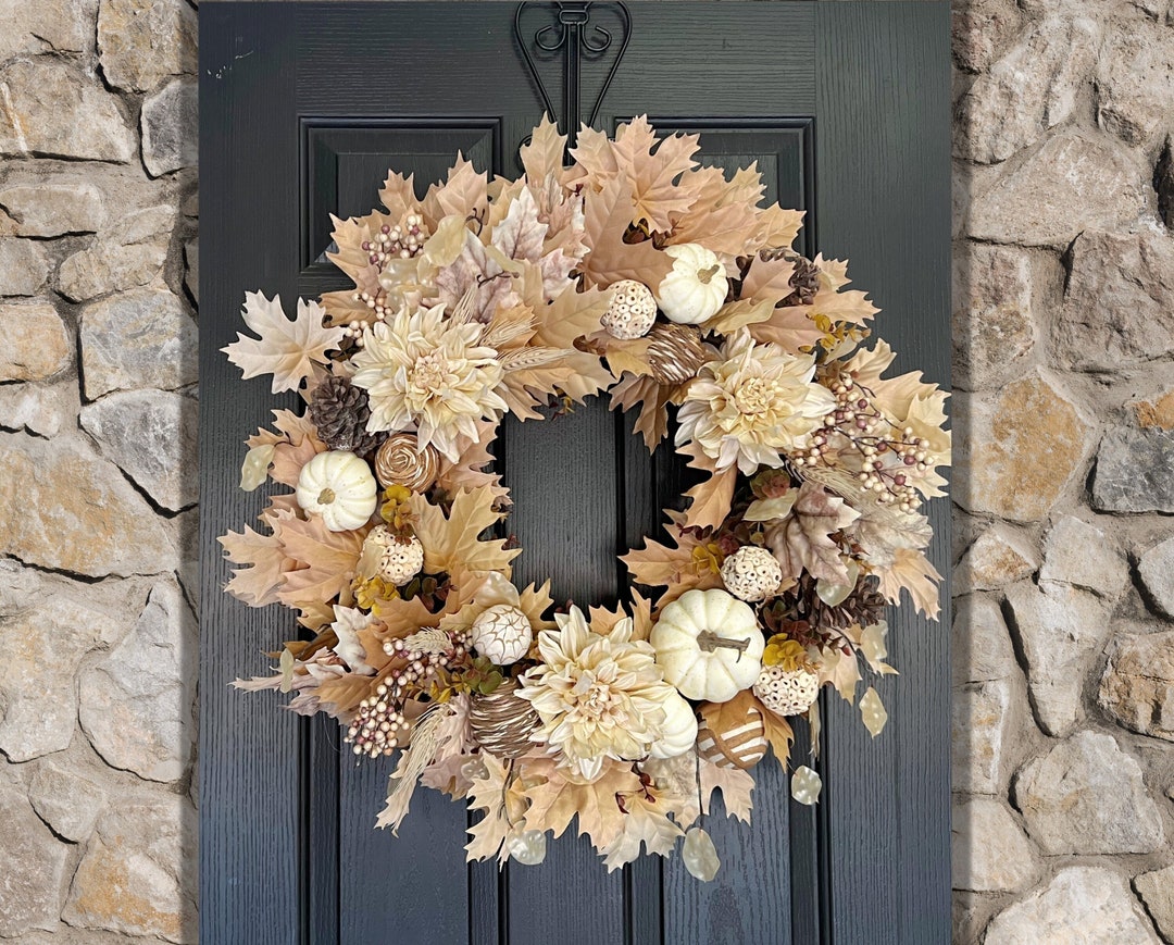 Large Fall Wreath for Front Door - Outdoor Wreath - Fireplace Wreath ...