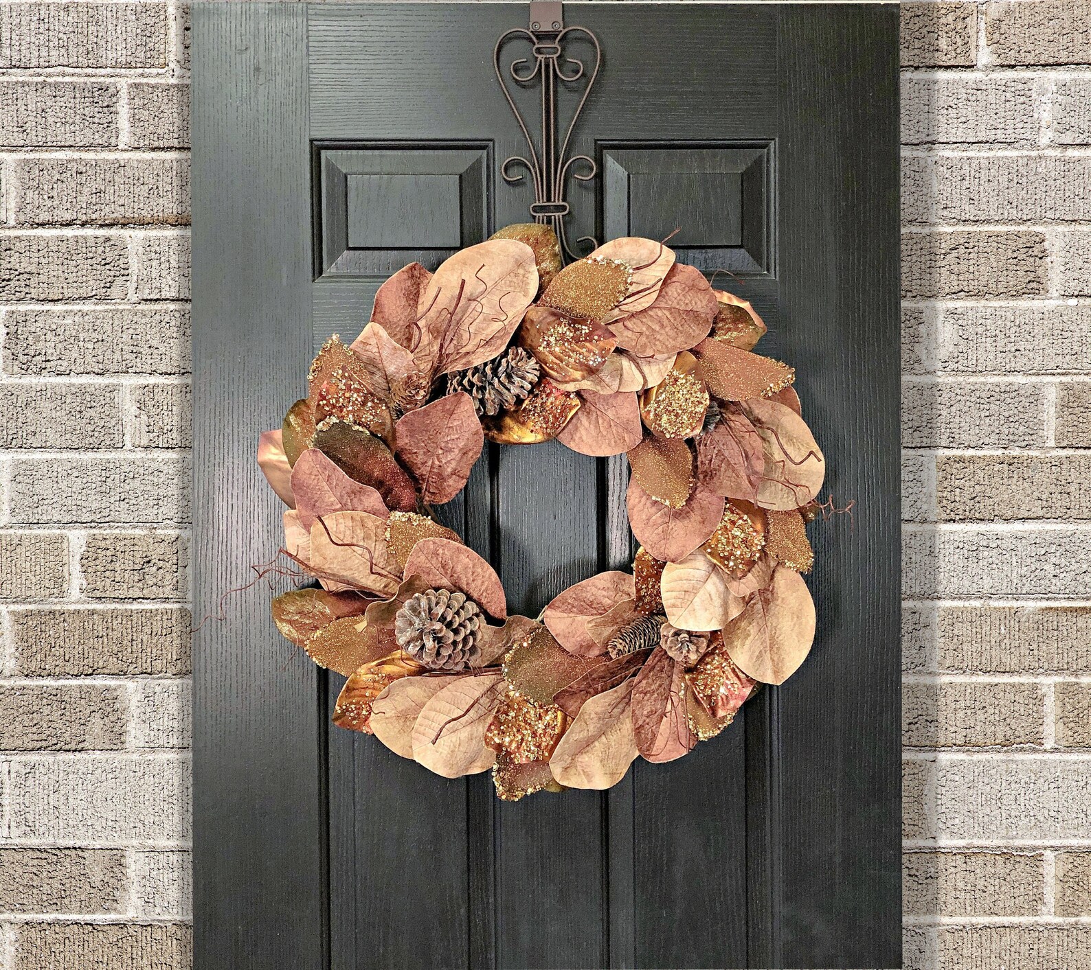 Fall Magnolia Wreath With Metallic Magnolia Leaves Wreath for - Etsy