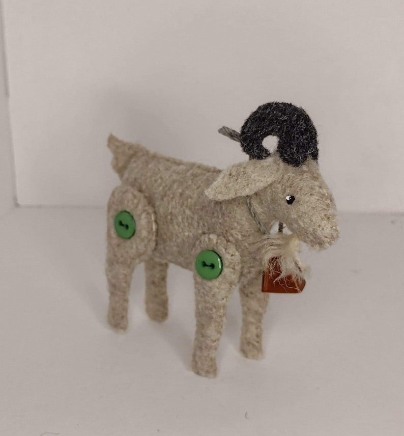 Hand Sewn Felt Goat With Bell: Posable Leg Friend - Etsy