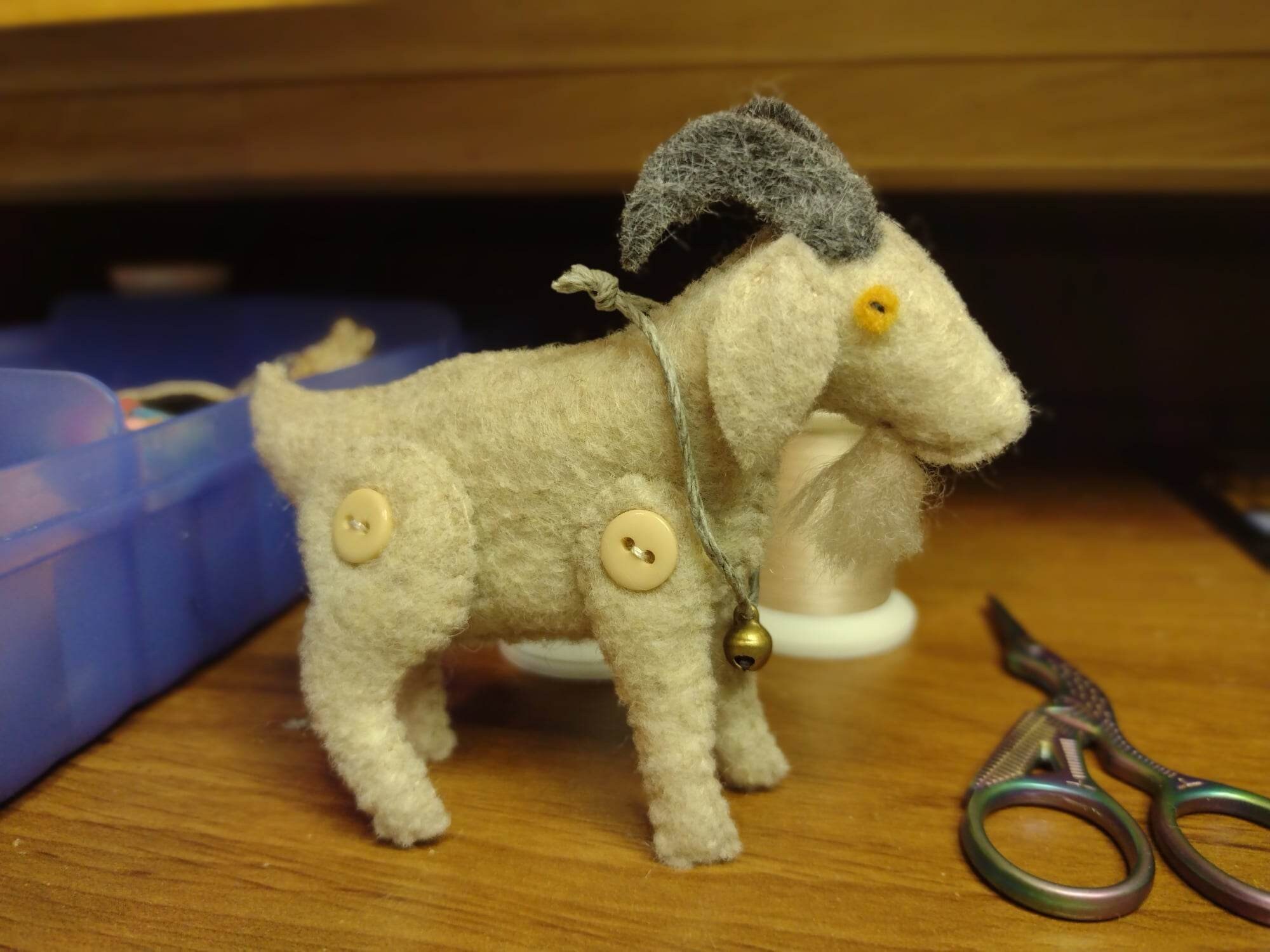 Hand Sewn Felt Goat With Bell: Posable Leg Friend - Etsy